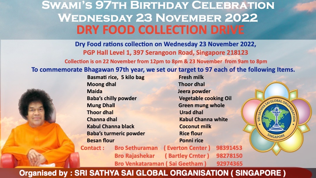 Dry Ration Collection November 2022 - Sri Sathya Sai Global Council ...